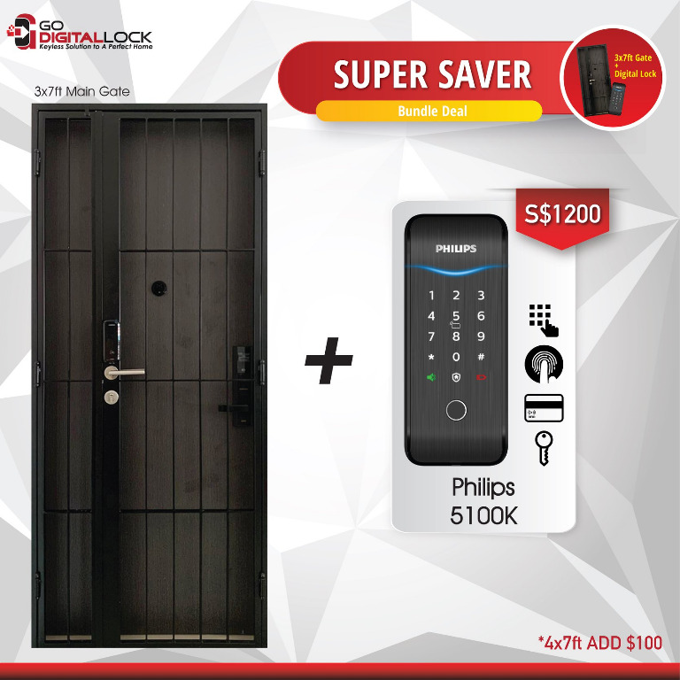 3x7Ft Main Gate + Philips Gate Lock, Furniture & Home Living, Security ...