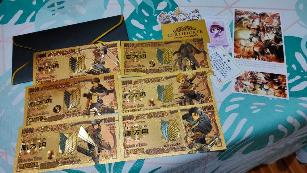 AOT. Attack on Titan Bank Notes., Hobbies & Toys, Toys & Games on Carousell
