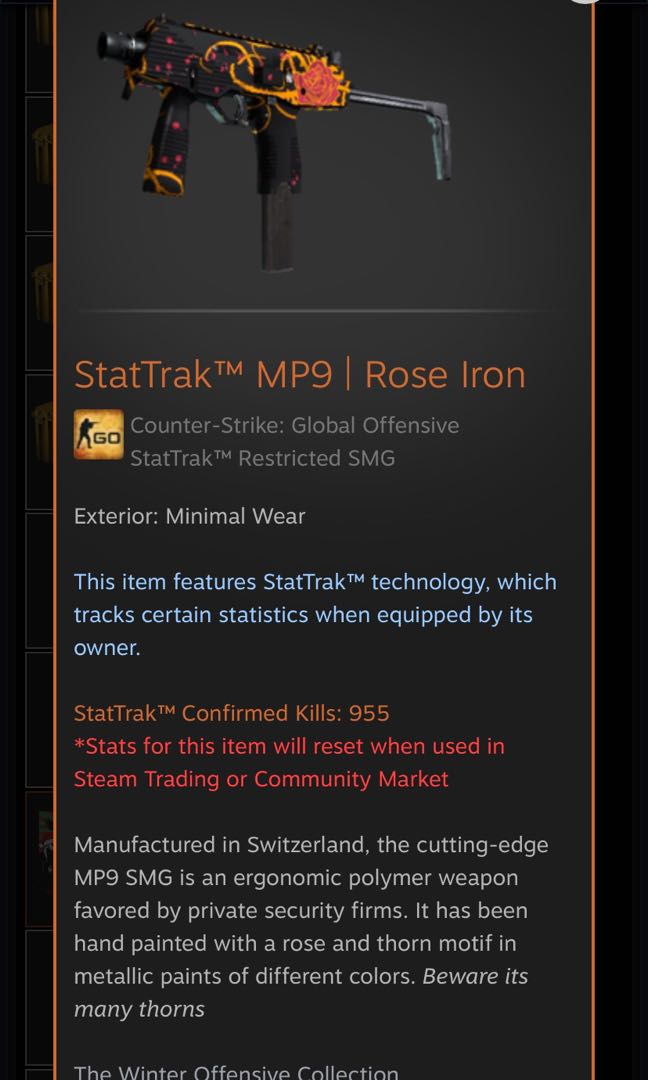 Csgo Skins | ST MP9 ROSE IRON MW, Video Gaming, Gaming Accessories, Game Gift Cards & Accounts ...