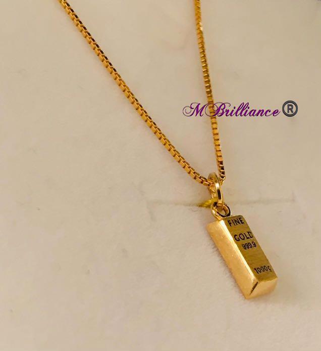 Gold bar 916 gold necklace set, Women's Fashion, Jewelry & Organisers ...