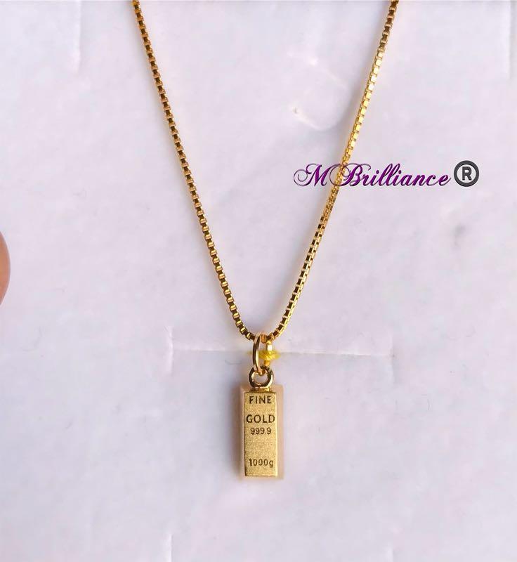 Gold bar 916 gold necklace set, Women's Fashion, Jewelry & Organisers ...