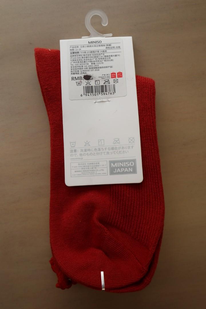 Miniso long red socks, Women's Fashion, Watches & Accessories, Socks ...