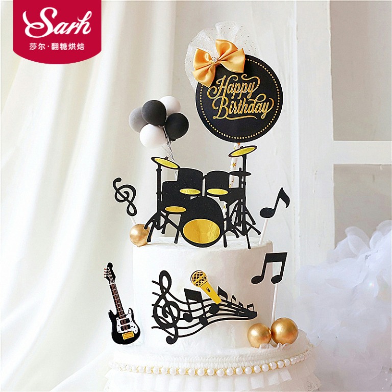Rock Band | Music Instrument | Musical Notes | Birthday Cake Topper ...