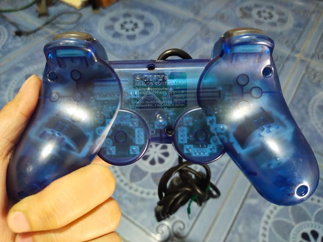 Transparent Blue PS2 Controller Orig, Video Gaming, Gaming Accessories ...
