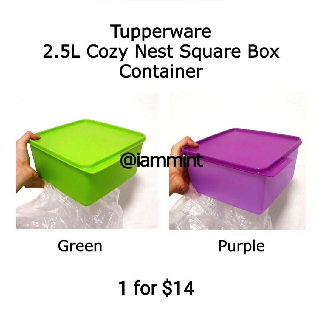 Tupperware 2.5L Cozy Cosy Nest Square Box Container, Furniture & Home ...