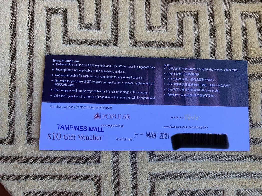 $100 Popular Gift Voucher, Tickets & Vouchers, Vouchers on Carousell