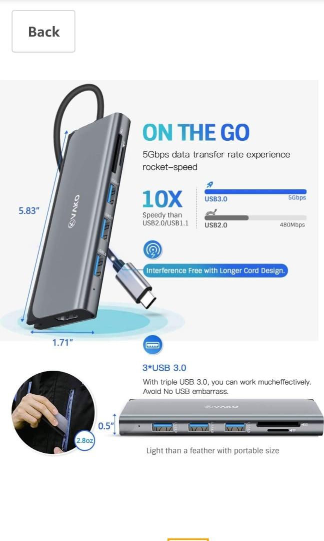 6 in 1 adapter 6 in 1 adapter VAKO USB C adapter 6 in 1 Multi-display ...