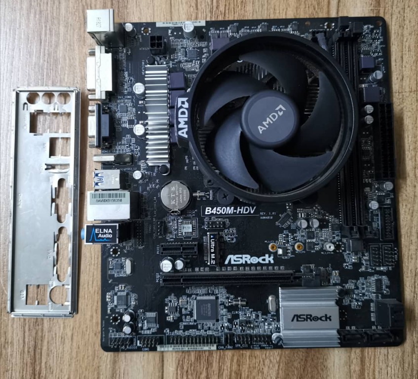 ASROCK B450M-HDV Motherboard Mainboard + RYZEN 5 2600 + Backplate ...