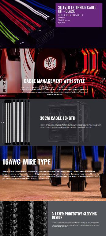 Cooler Master Colored Extension Cable Kit, Computers & Tech, Parts ...