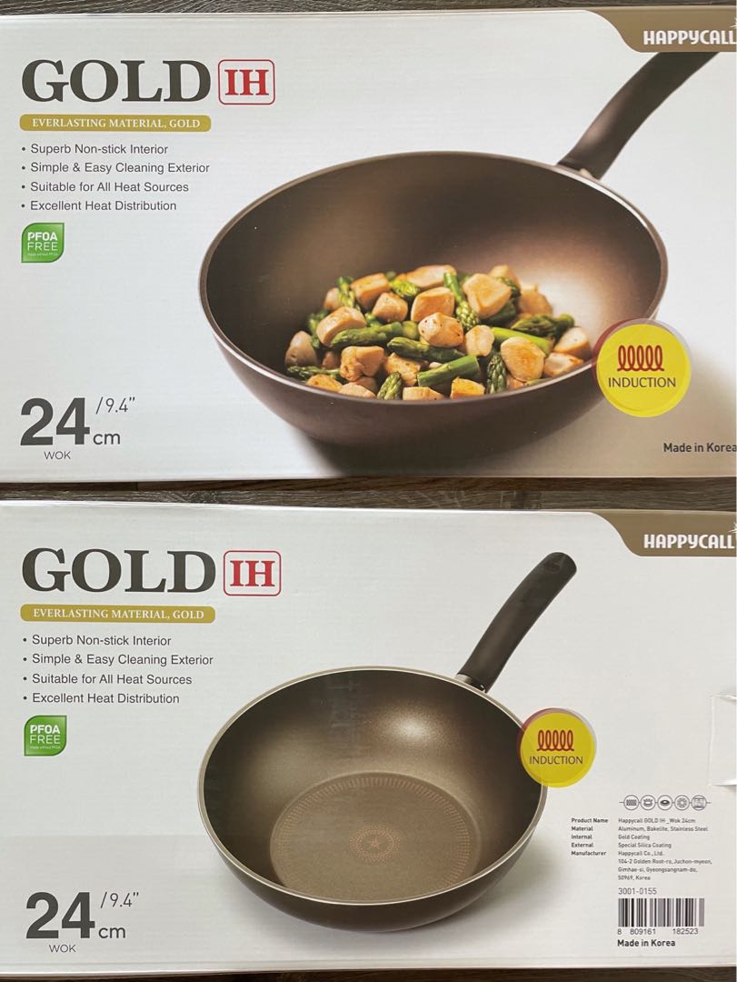 Happycall IH Gold 24cm Frying Pan, Furniture & Home Living, Kitchenware & Tableware, Cookware ...