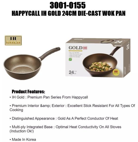 Happycall IH Gold 24cm Frying Pan, Furniture & Home Living, Kitchenware & Tableware, Cookware ...