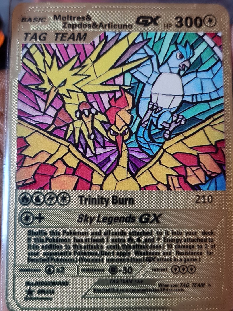 POKEMON GOLD CUSTOM MOLTRES ZAPDOS ARTICUNO TAG TEAM CARD, Hobbies ...
