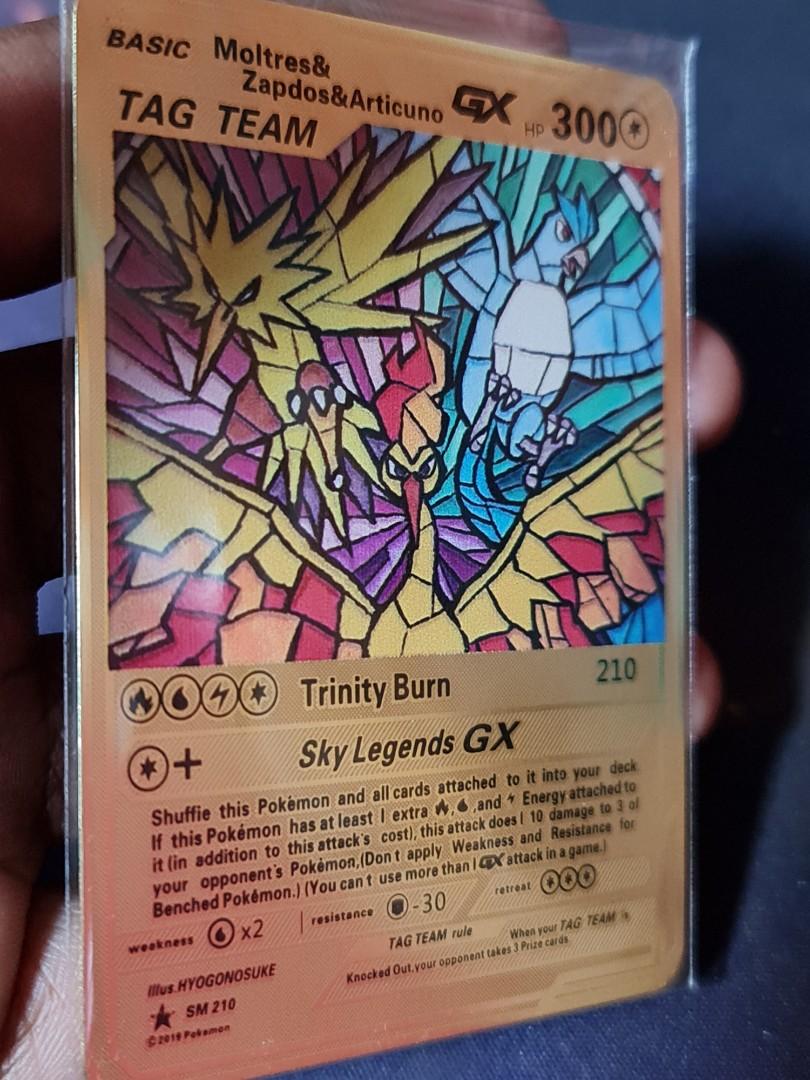 POKEMON GOLD CUSTOM MOLTRES ZAPDOS ARTICUNO TAG TEAM CARD, Hobbies ...
