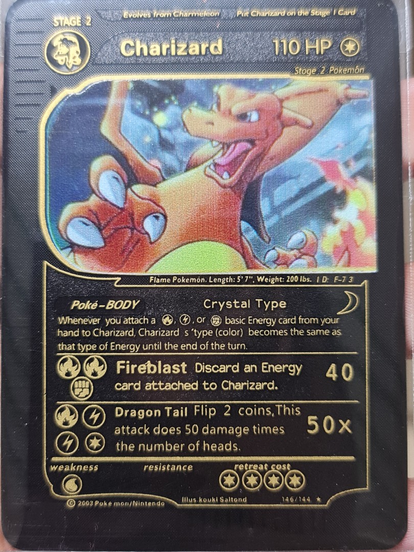 POKEMON SKYRIDGE CHARIZARD CUSTOME BLACK METAL CARD, Hobbies & Toys ...