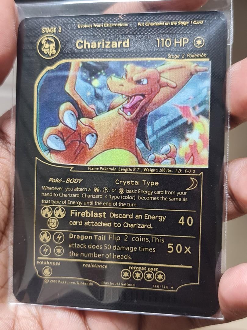 POKEMON SKYRIDGE CHARIZARD CUSTOME BLACK METAL CARD, Hobbies & Toys ...