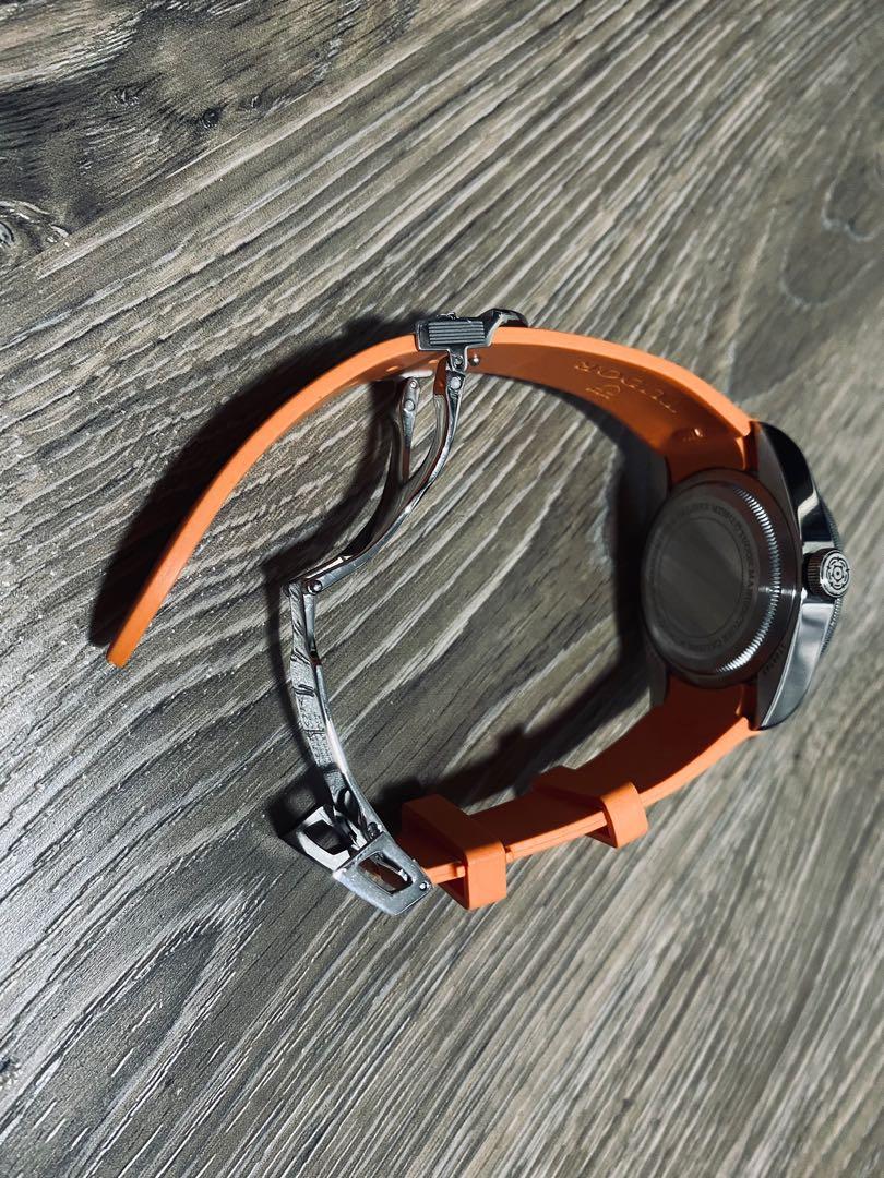 Tudor Black Bay Fitted Curved End Rubber Strap with Deployment Clasp ...