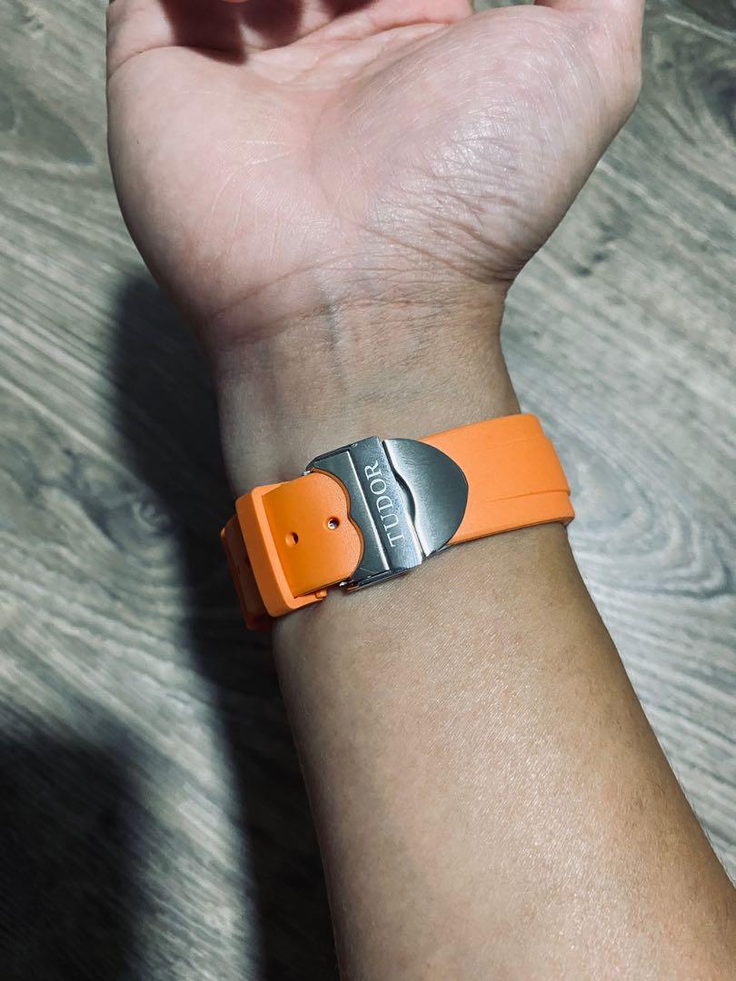 Tudor Black Bay Fitted Curved End Rubber Strap with Deployment Clasp ...