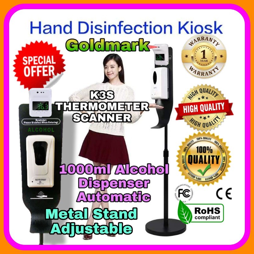 2 in 1 K3S Smart Thermometer Scanner Plus 1000ml Automatic Alcohol ...