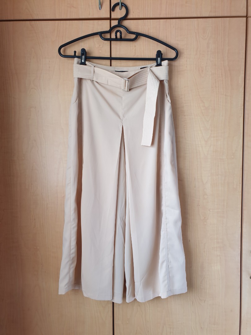 Beige Culottes, Women's Fashion, Bottoms, Other Bottoms on Carousell