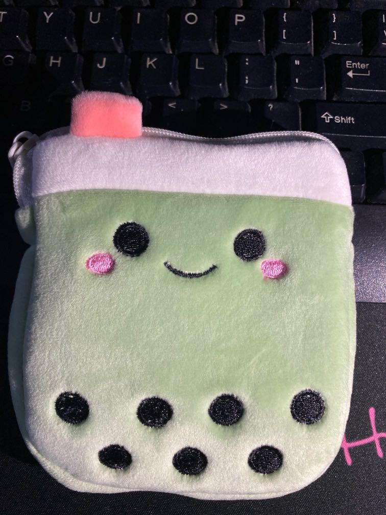 Bubble tea / boba mini pouch money and coin pouch (fun claw) Green ...
