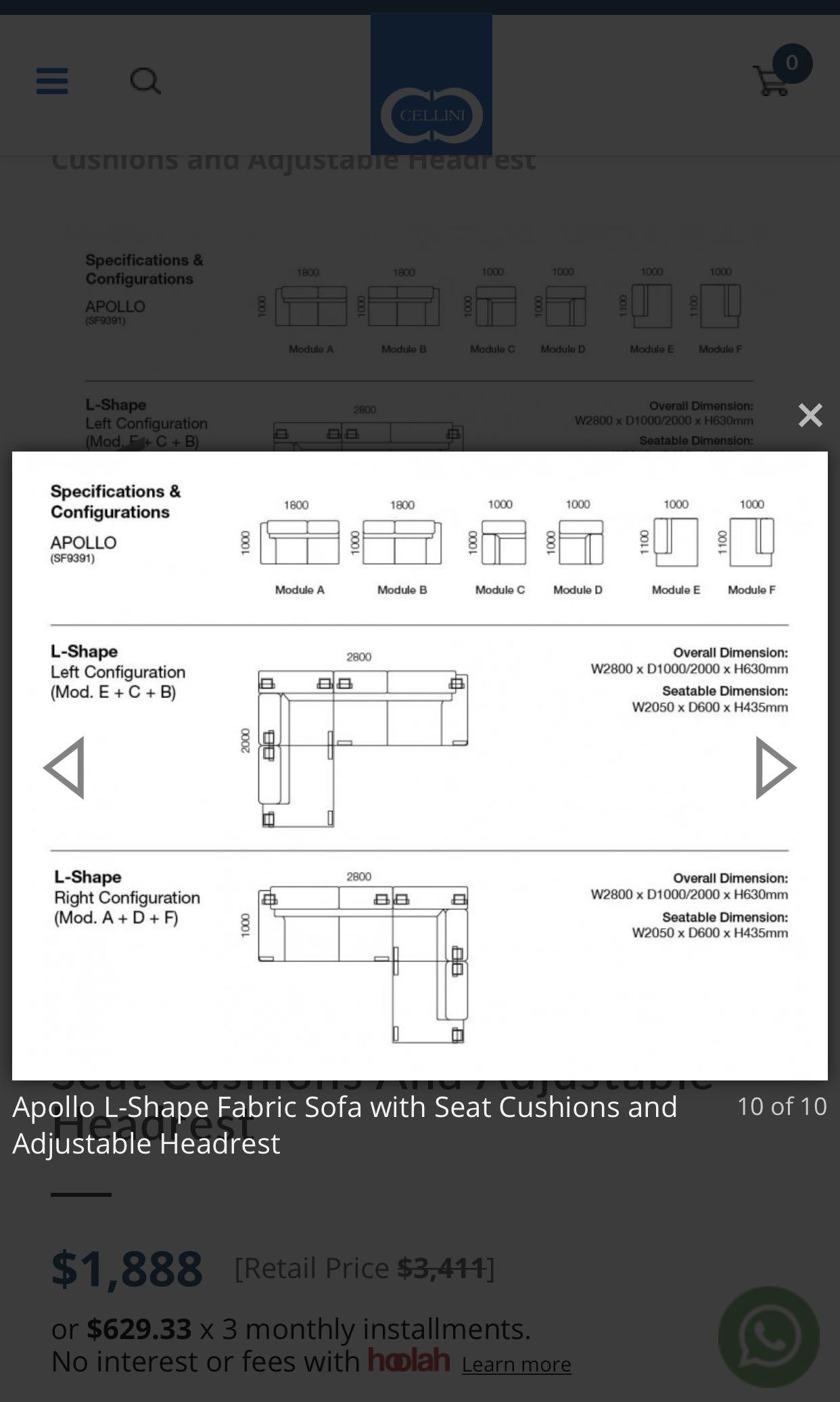Cellini Apollo L-shape sofa, Furniture & Home Living, Furniture, Sofas ...