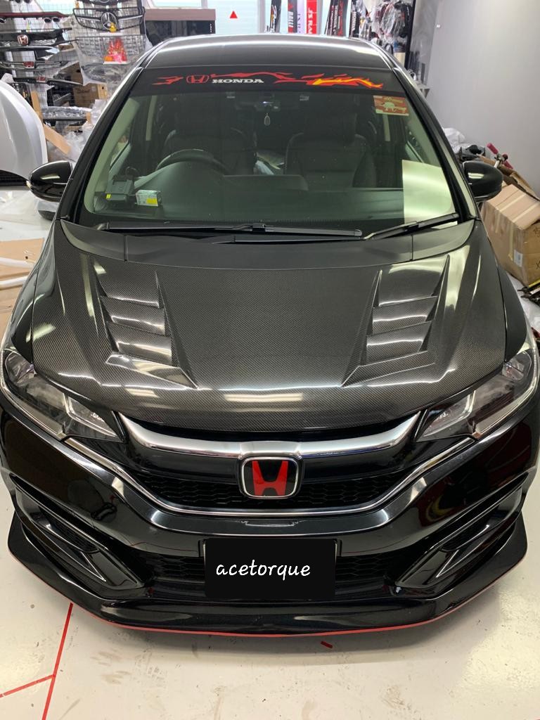Honda Fit Jazz GK3 GK5 GP5 Carbon Fibre Bonnet Hood, Car Accessories ...