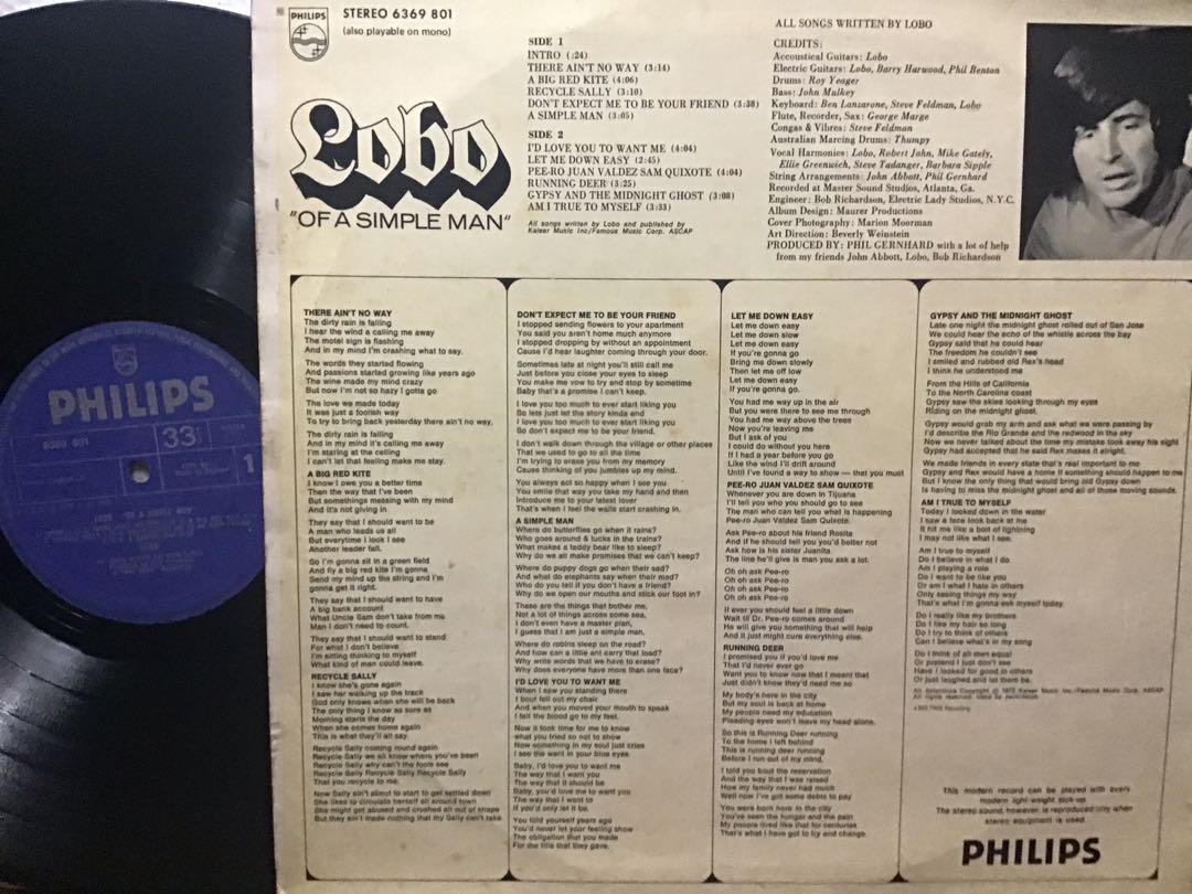 LP Lobo - Of a Simple Man VINYL RECORD Anubis Piring Hitam Oldies Pop ...