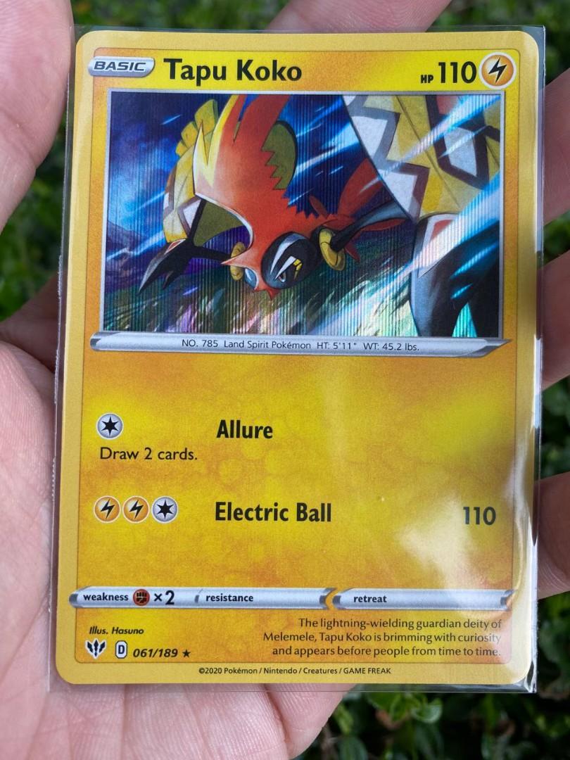 Pokemon Card Darkness Ablaze Tapu Koko 061/189 Holo Rare Collectible ...