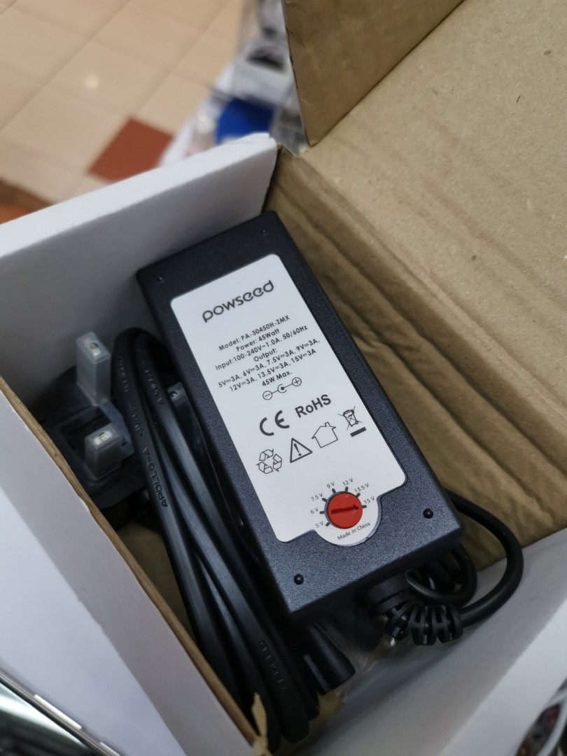 Powseed PA-30450H-ZMX 45W IP: 100-240V 1.0A 50/60Hz OP 5V 3A/6V 3A/7.5A ...