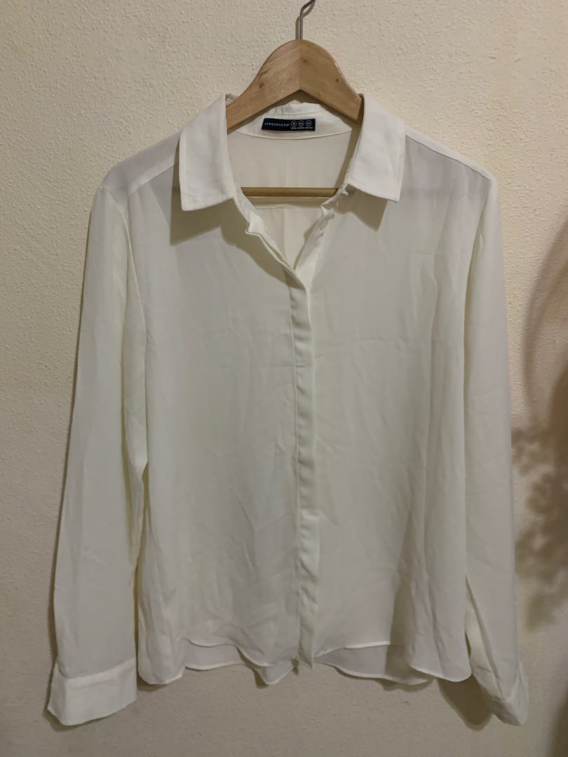 Primark White Blouse, Women's Fashion, Tops, Blouses on Carousell