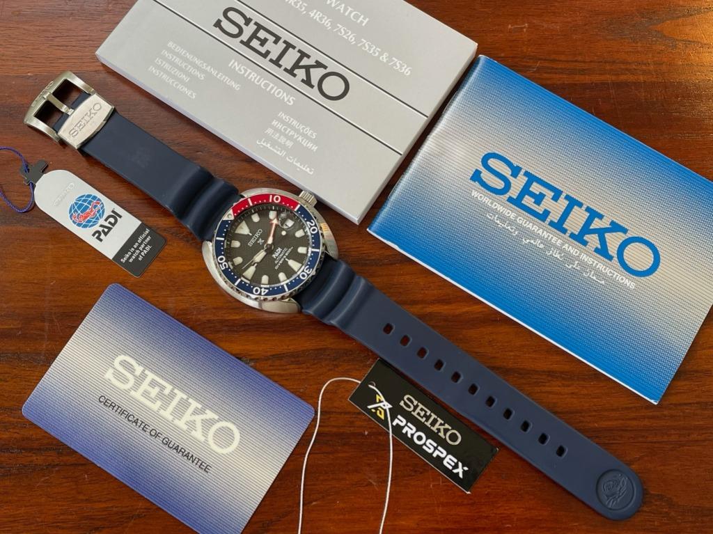 Seiko SRPC41K1 Prospex Turtle Padi Pepsi Bezel Full Set, Men's Fashion ...
