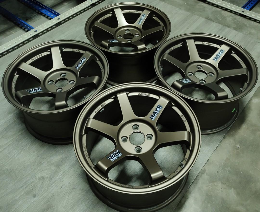 Rays Volk Racing TE37SL Mag Blue Diamond Black Wheels 17X9 , 42% OFF