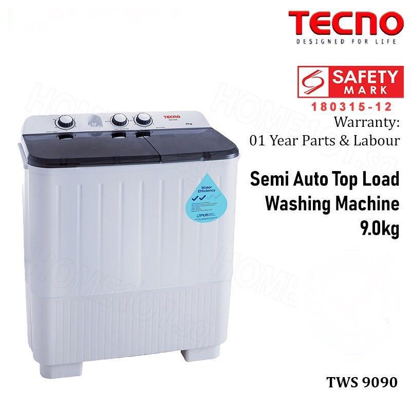 Tecno Semi Auto Washing Machine TWS 9090 - Brand New, TV & Home ...