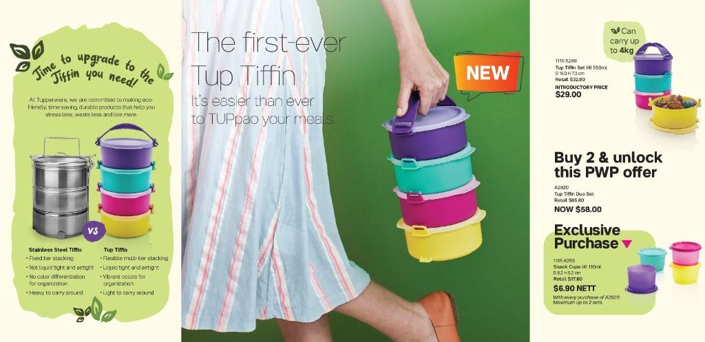 Tupperware Tup Tiffin Set, Furniture & Home Living, Kitchenware ...