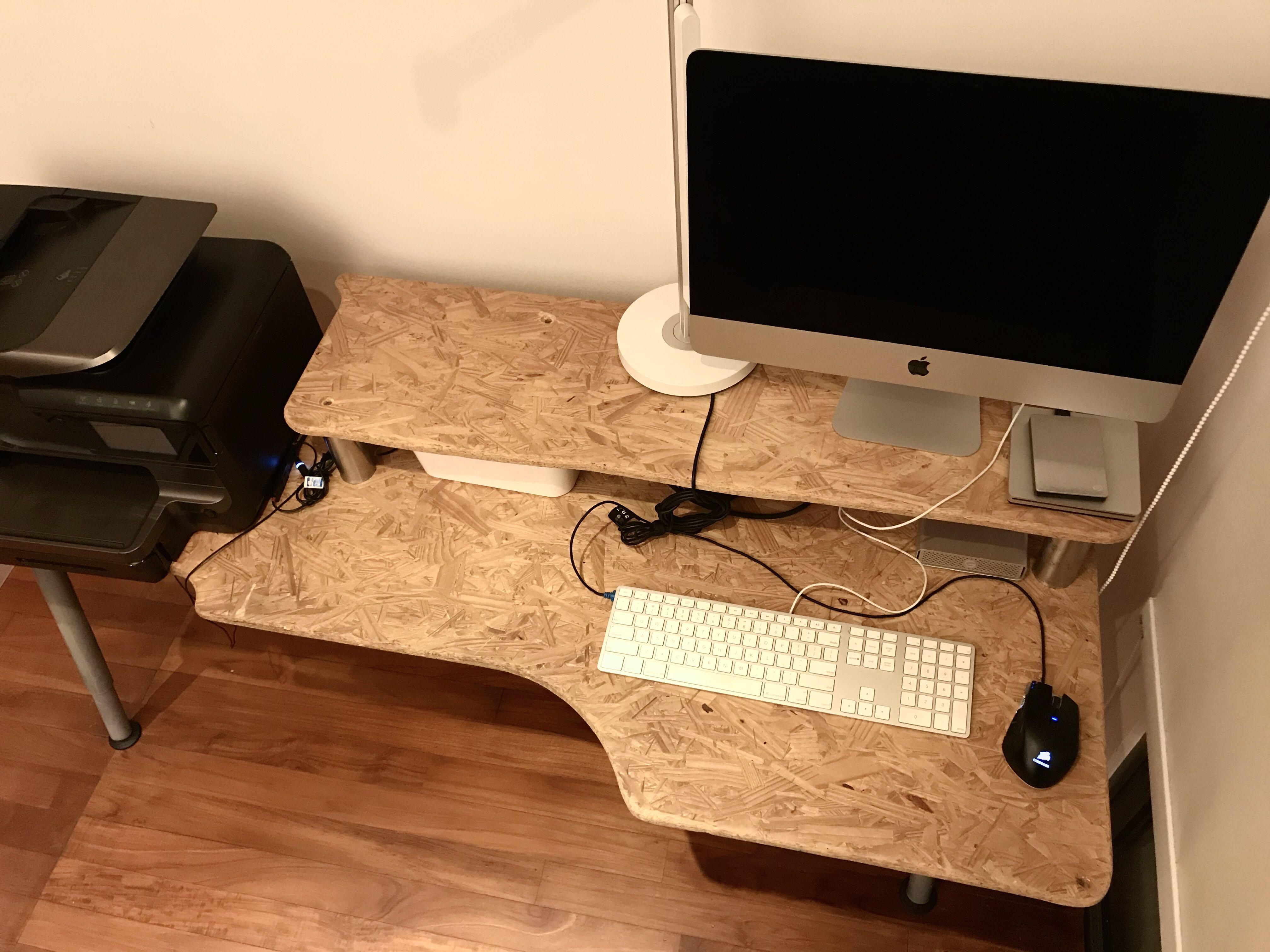 Unique desk with adjustable height | wood top IKEA base grey legs study ...
