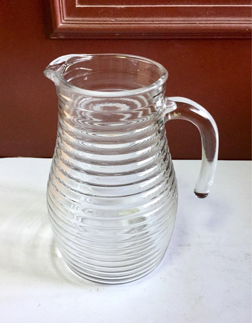 Vintage Classy Solid Glass Pitcher Glass Jar Water Jar with Handle 1 ...