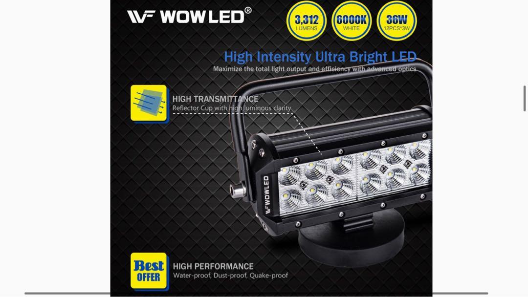 WF 36W LED Work Light Magnetic Base Mount Portable LED Light Flood for ...