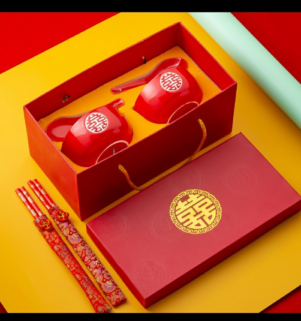 1x Wedding couple utensils set box ( Guo Da Li ), Furniture & Home ...