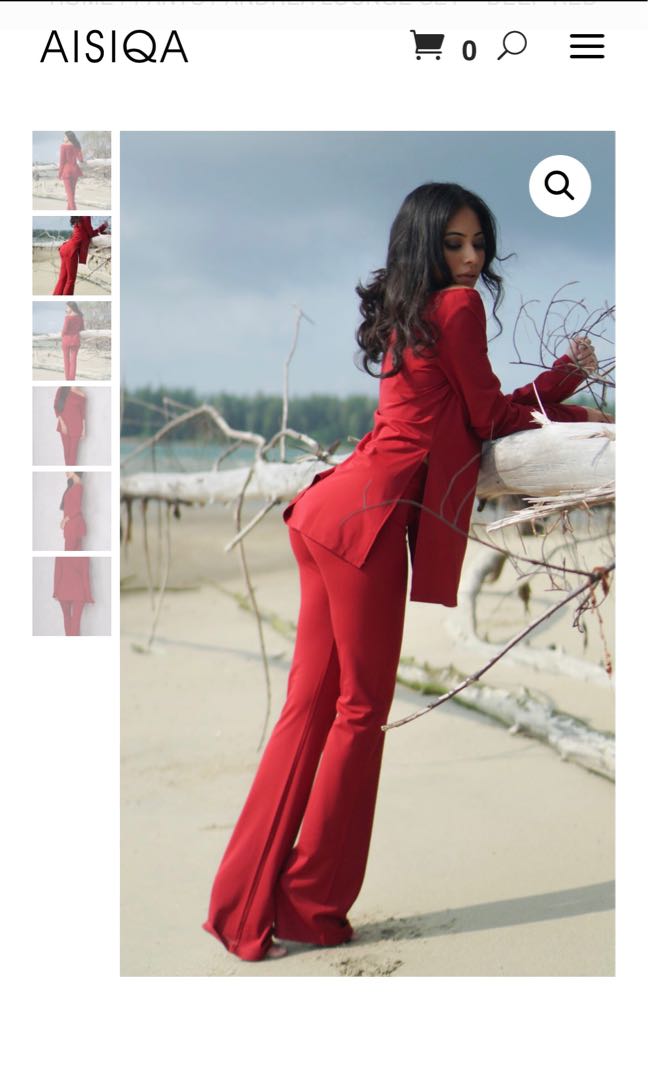 Aisiqa Andrea Lounge set (Deep Red), Women's Fashion, Tops, Sleeveless ...