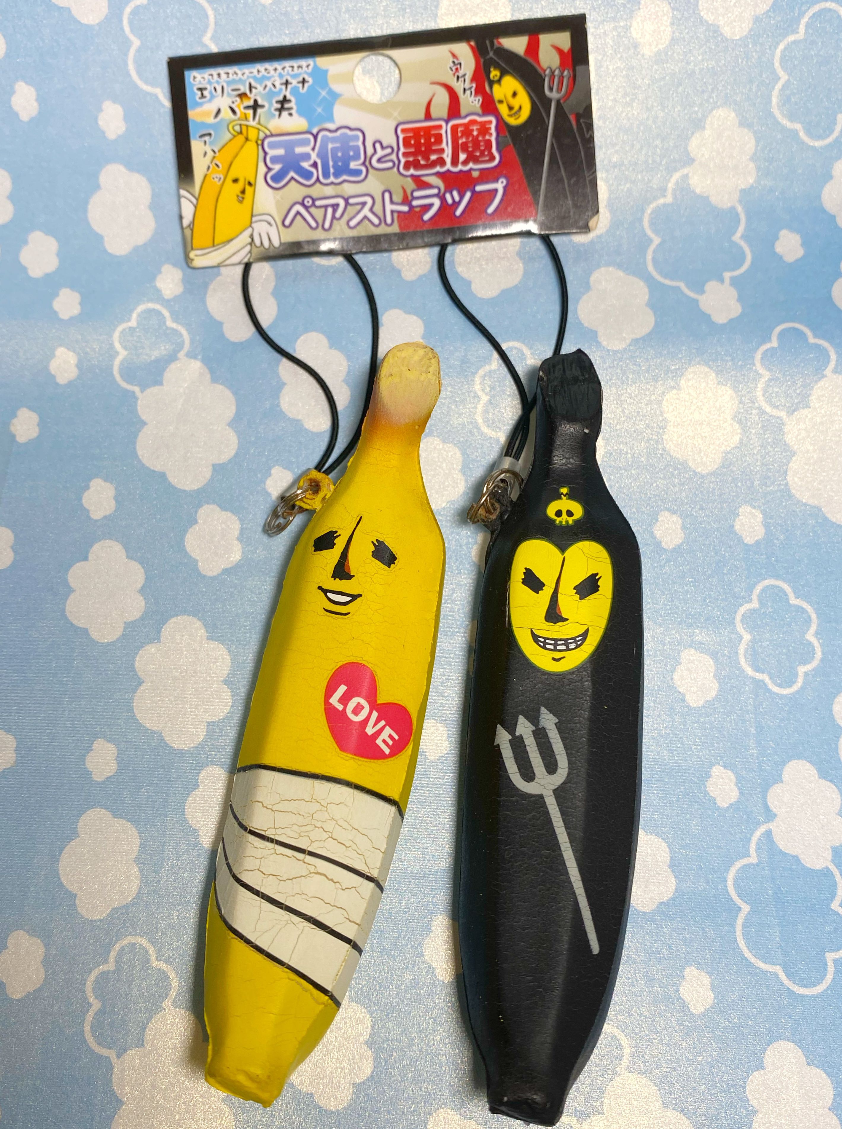 Angel & devil banana squishy, Hobbies & Toys, Toys & Games on Carousell