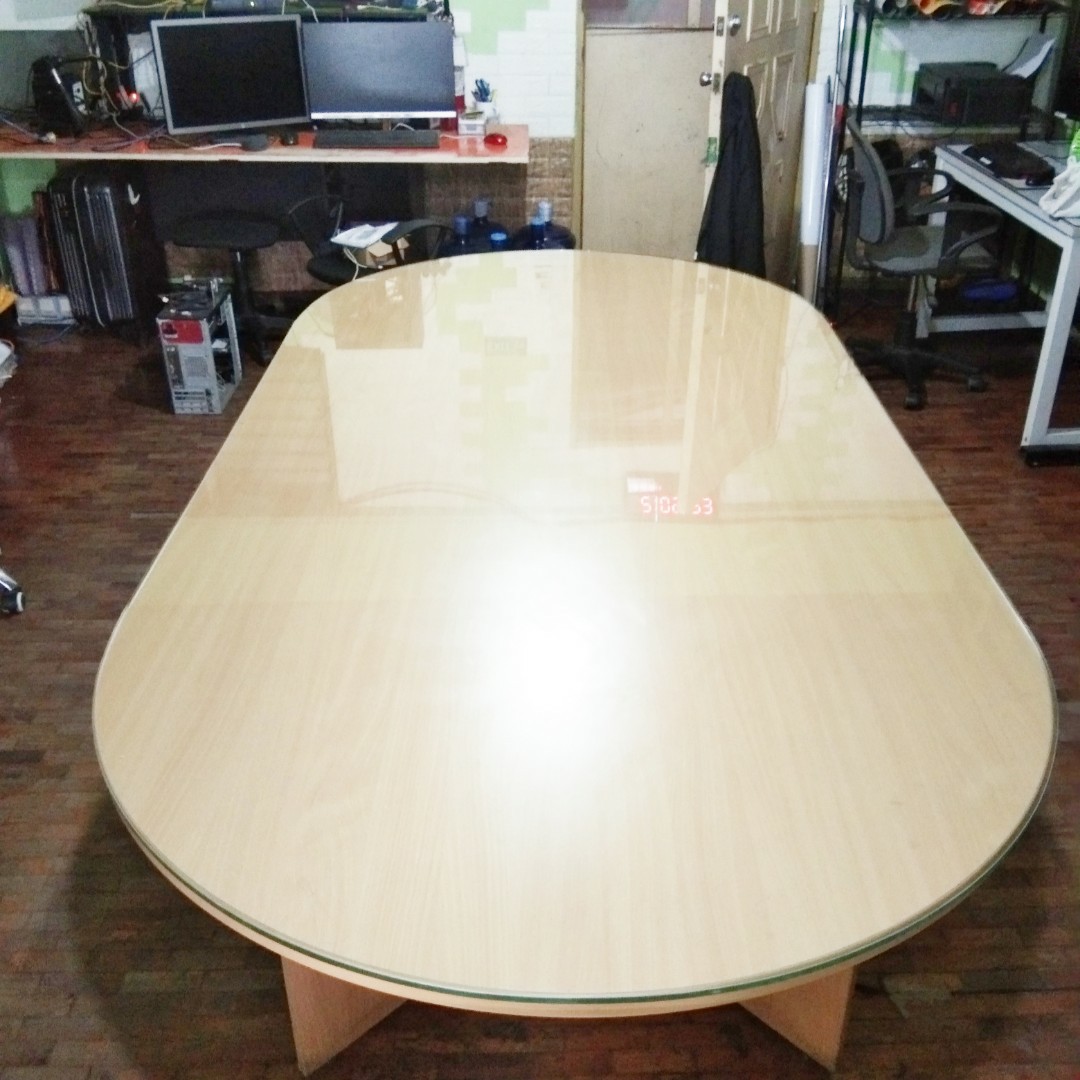 Beautiful long table with glass. Cebu province, Furniture & Home Living ...