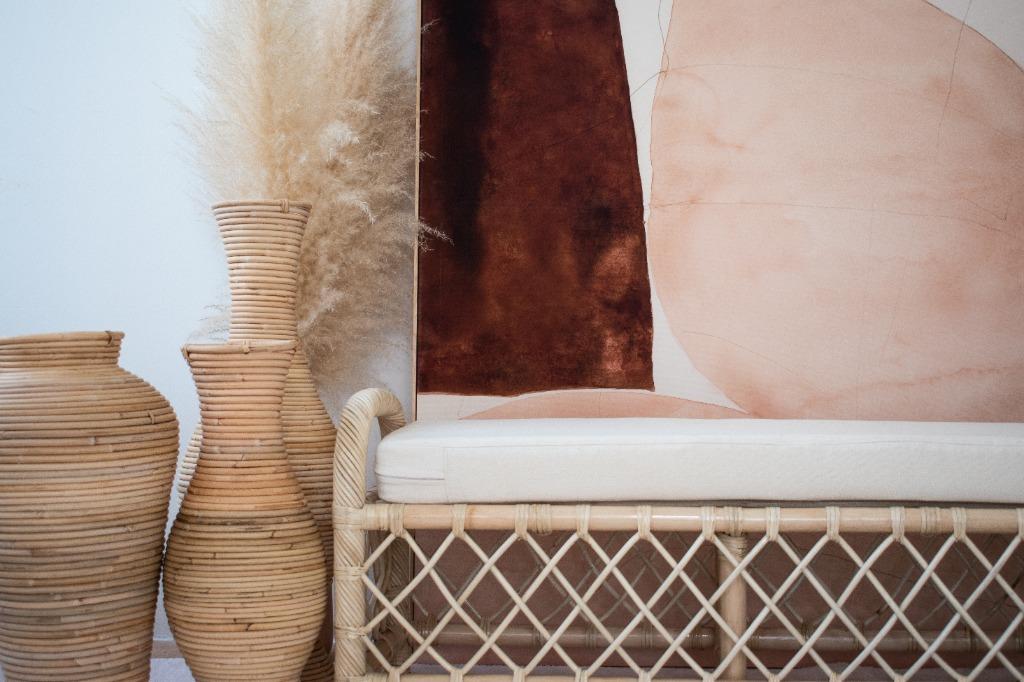 Natural White Rattan Bench, Furniture & Home Living, Furniture, Tables ...