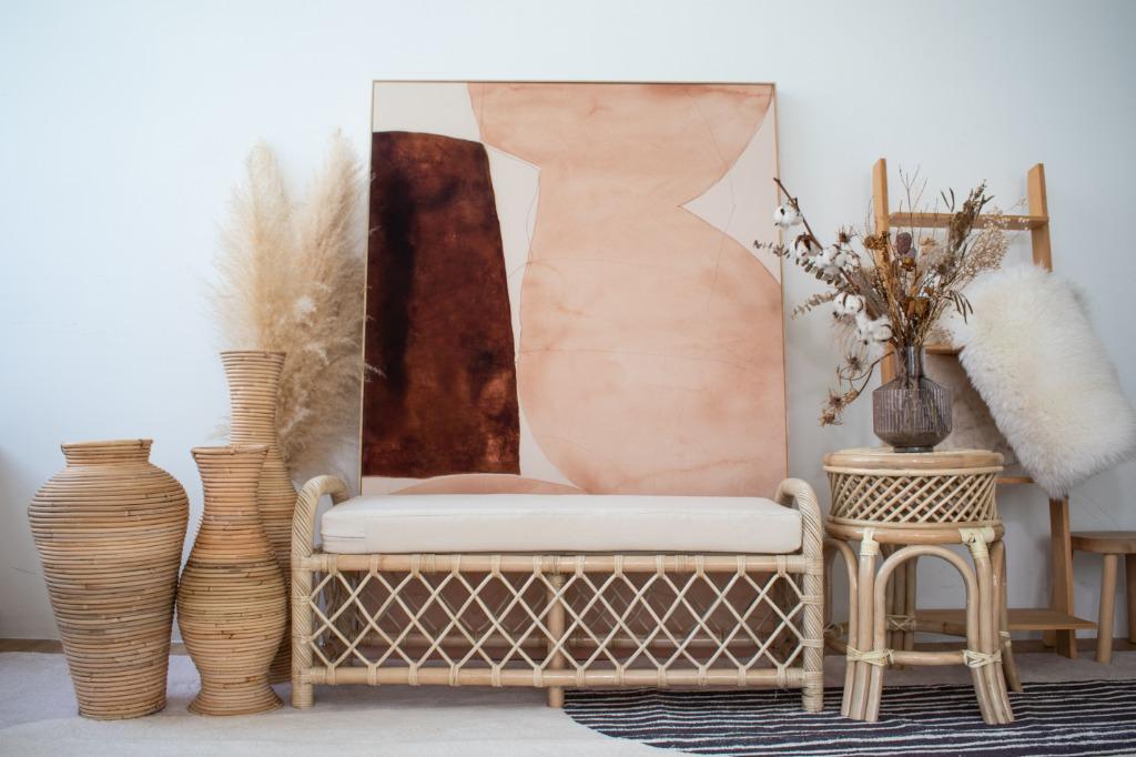 Natural White Rattan Bench, Furniture & Home Living, Furniture, Tables ...