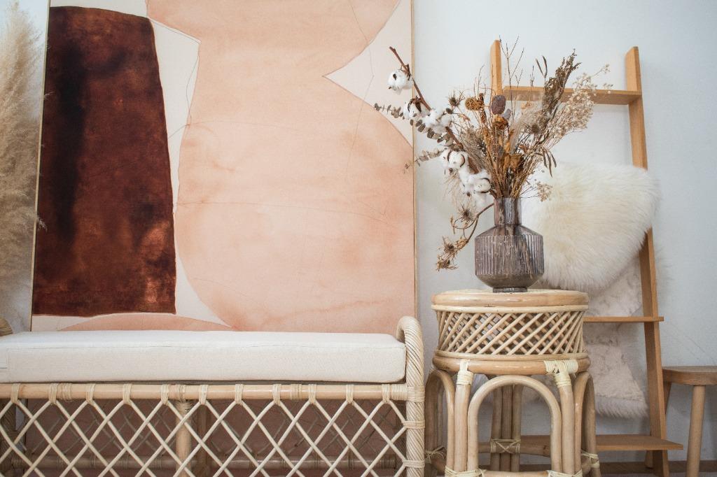 Natural White Rattan Bench, Furniture & Home Living, Furniture, Tables ...