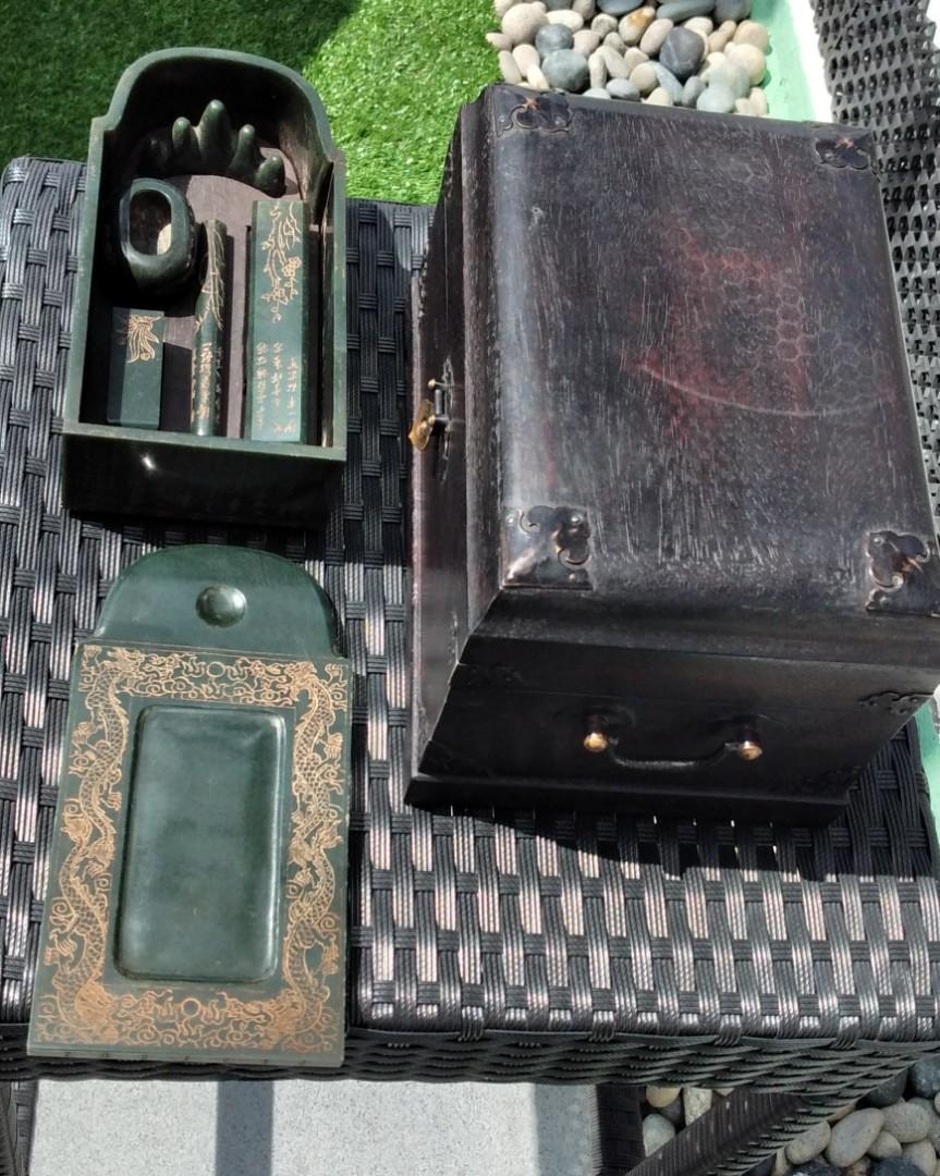 Old Chinese Jasper Jade Calligraphy Writing Brush Box, Women's Fashion ...
