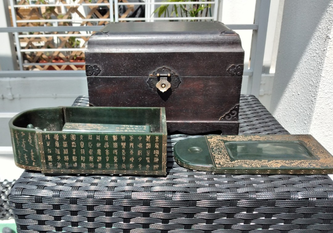 Old Chinese Jasper Jade Calligraphy Writing Brush Box, Women's Fashion ...
