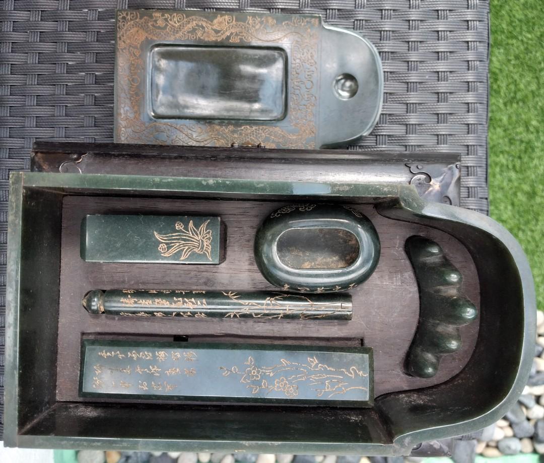 Old Chinese Jasper Jade Calligraphy Writing Brush Box, Women's Fashion ...