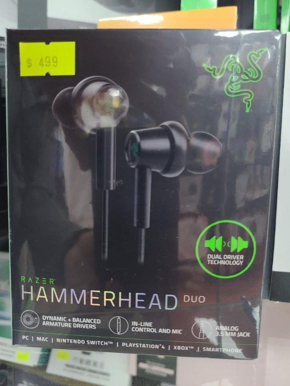 【全新行貨】Razer Hammerhead Duo Headset 入耳式 有線 3.5 耳機 電競 有Mic 咪 PC Mac Ios ...