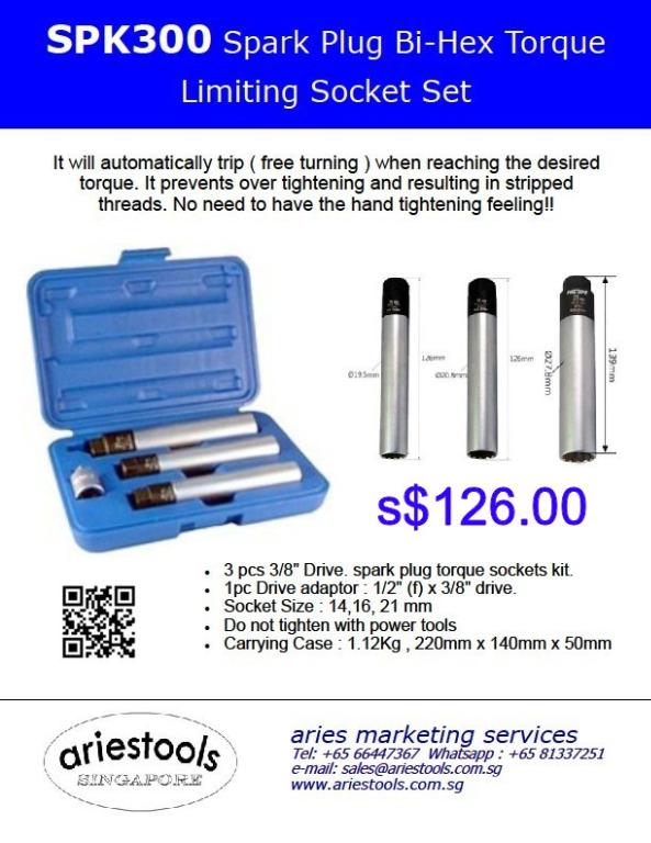 Thin wall Spark Plug Tool set. 14mm,16mm, 21mm Spark Plug Bi-Hex (12 ...