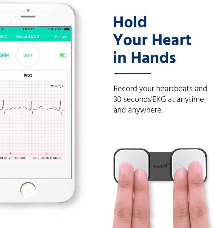ECG Monitor, Handheld ECG Heart Rate Monitors for Smart Phone, Wireless ...